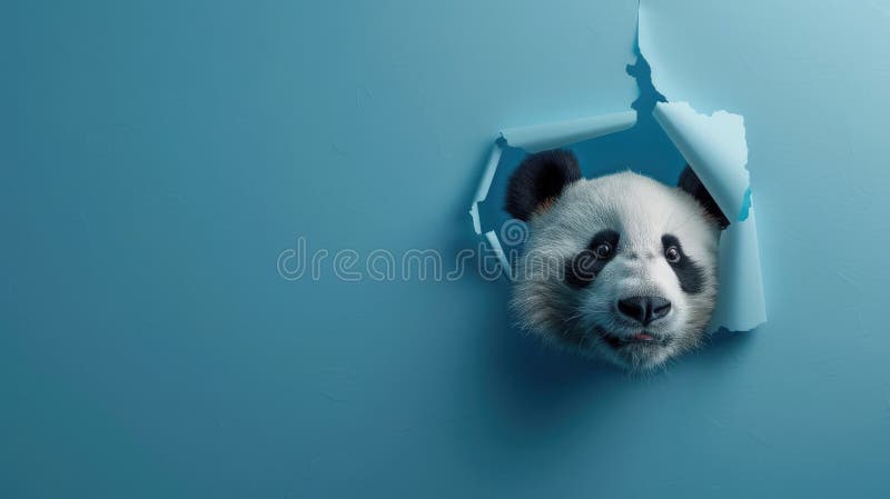 Cute Panda Peeking through a Hole Stock Illustration - Illustration of ...