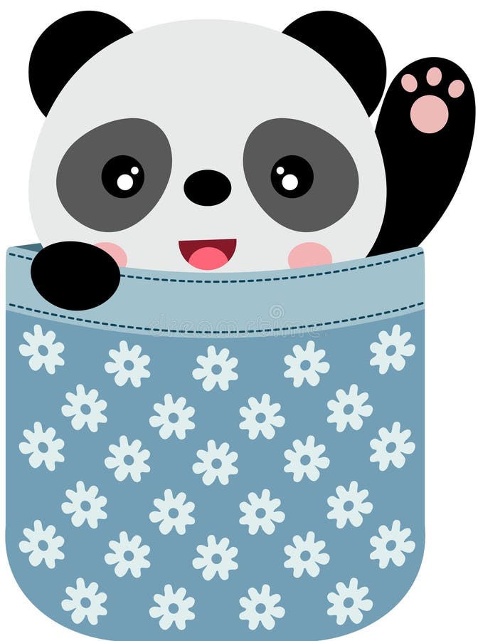 Cute Panda Peeking Inside Pocket Stock Vector - Illustration of inside ...