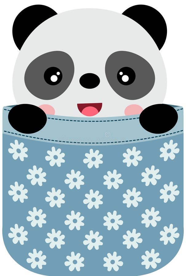 Cute Panda Peeking Inside Pocket Stock Illustration - Illustration of ...