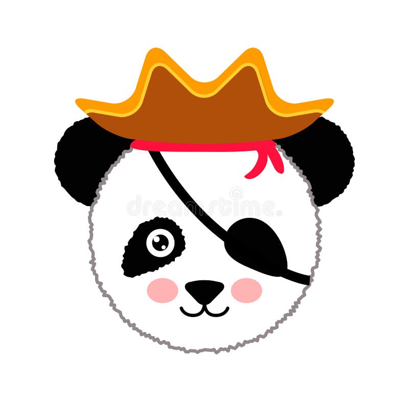 Cute Panda Pirate Hat. Vector Illustration Isolated on White Stock ...