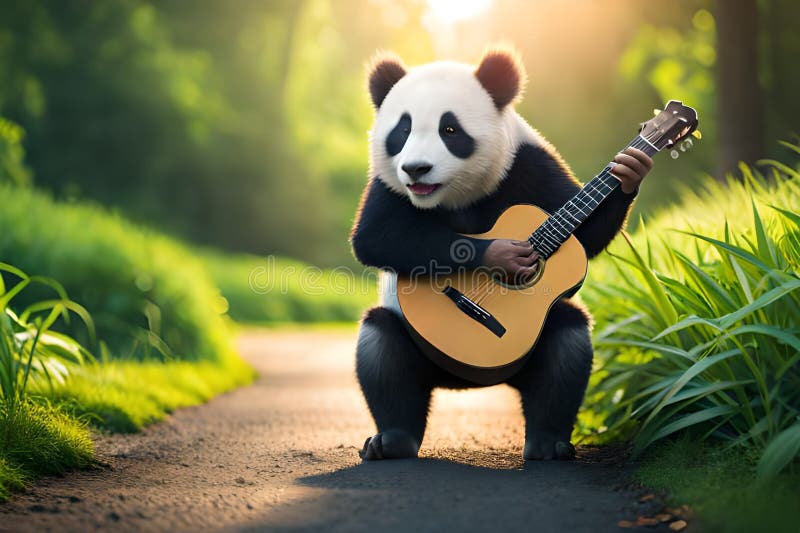 Panda Guitarist stock illustration. Illustration of bear - 200404575
