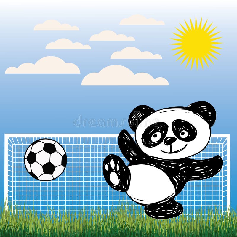 Cute Panda plays ball stock vector. Illustration of bear - 62529365
