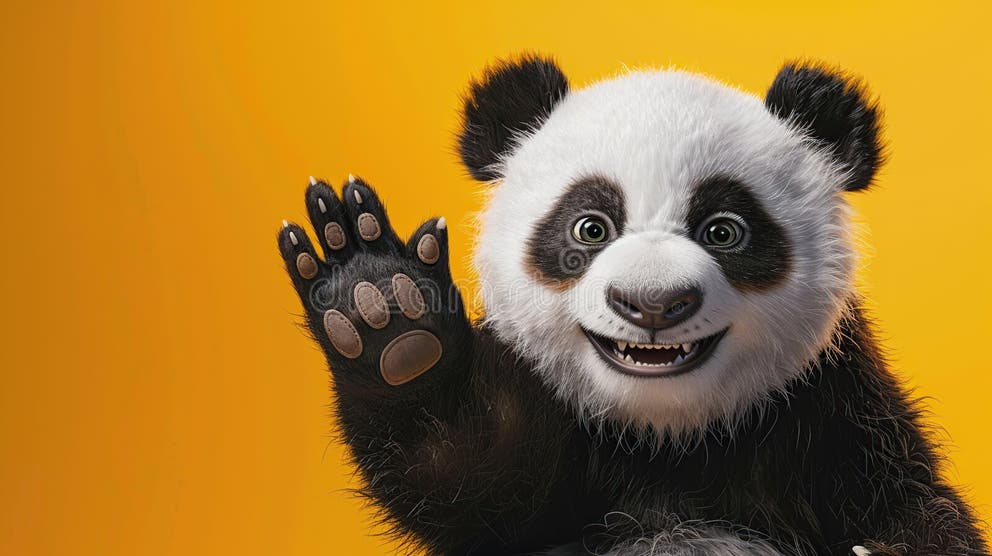 Cute Panda Raising Hand Stock Illustrations – 13 Cute Panda Raising ...