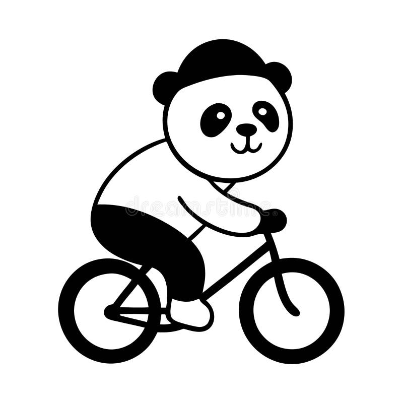 Cute Panda Ride a Bicycle Vector Art Illustration Stock Vector ...