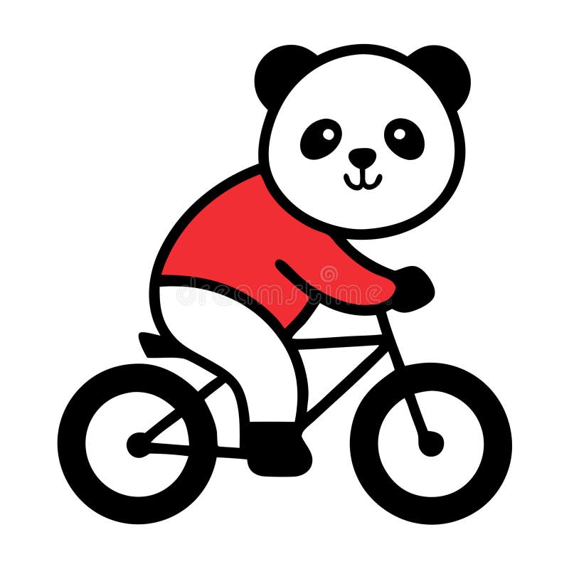 Cute Panda Ride a Bicycle Vector Art Illustration Stock Vector ...