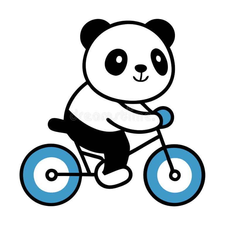 Cute Panda Ride a Bicycle Vector Art Illustration Stock Vector ...