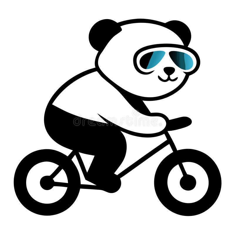 Cute Panda Ride a Bicycle Vector Art Illustration Stock Vector ...
