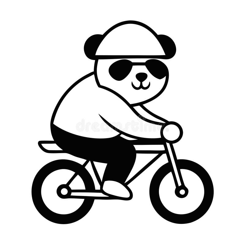 Cute Panda Ride a Bicycle Vector Art Illustration Stock Vector ...