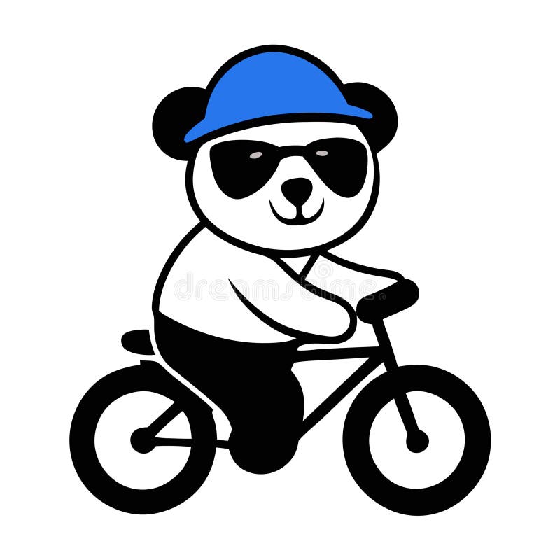 Cute Panda Ride a Bicycle Vector Art Illustration Stock Vector ...