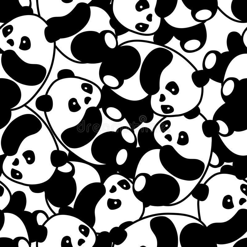 Cute Panda Character. Cute Panda Seamless Pattern, Background. Vector ...