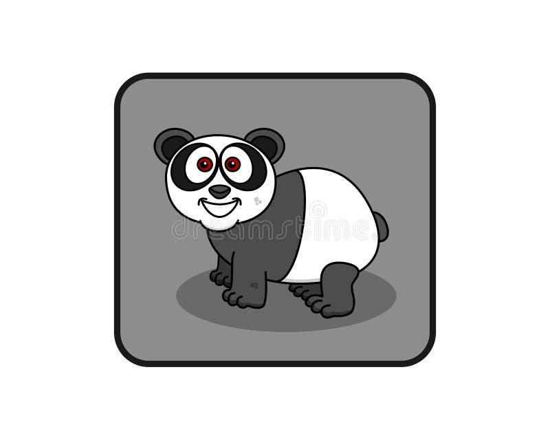 A Cute Panda with Shadow in Profile in Square Panel - Vector Stock ...