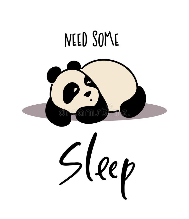 Cute Panda. Simple Flat Icon with the Inscription Need Some Sleep Stock ...