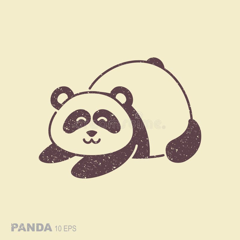 Cute Panda. Simple Flat Icon in Retro Style Stock Vector - Illustration ...