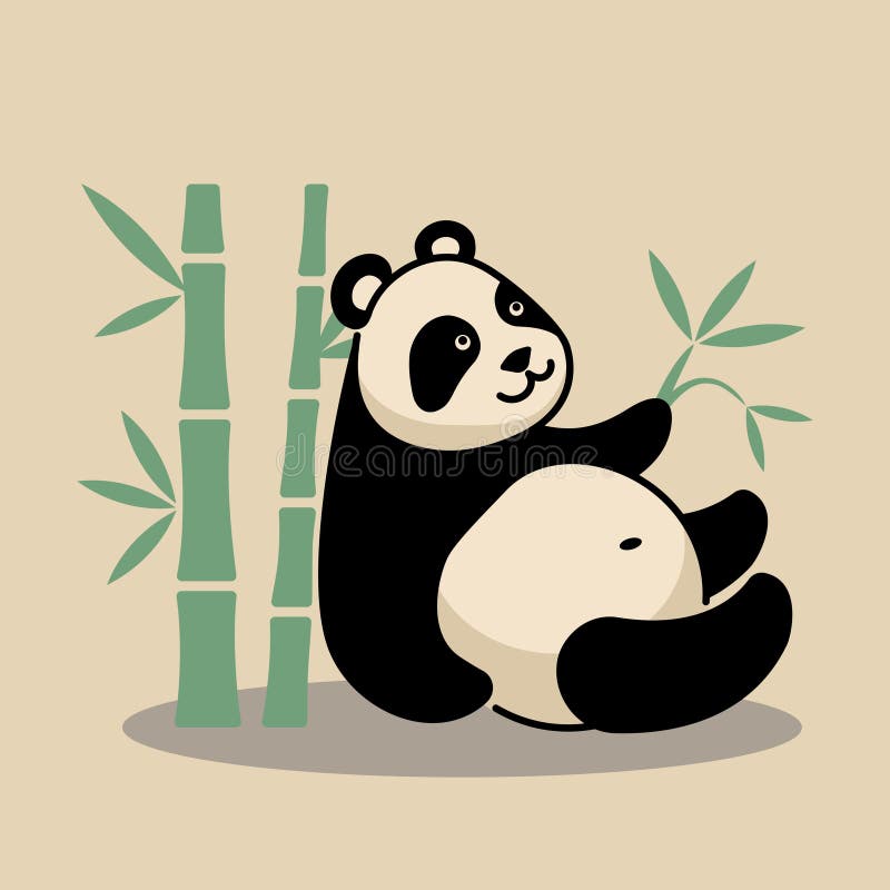 Cute Panda. Simple Flat Icon in Retro Style Stock Vector - Illustration ...