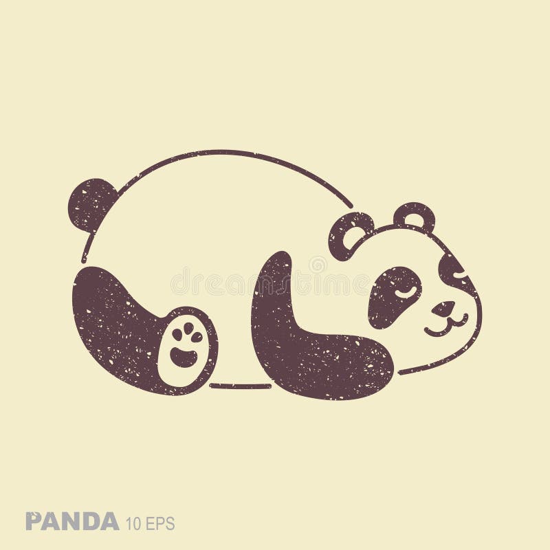 Cute Panda. Simple Flat Icon in Retro Style Stock Vector - Illustration ...