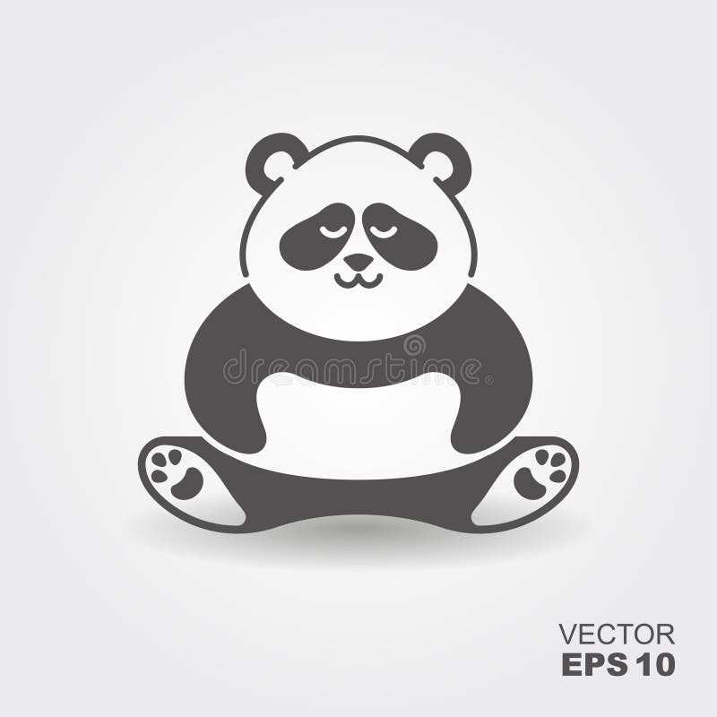 Cute Panda. Simple Flat Icon with Shadow Stock Vector - Illustration of ...