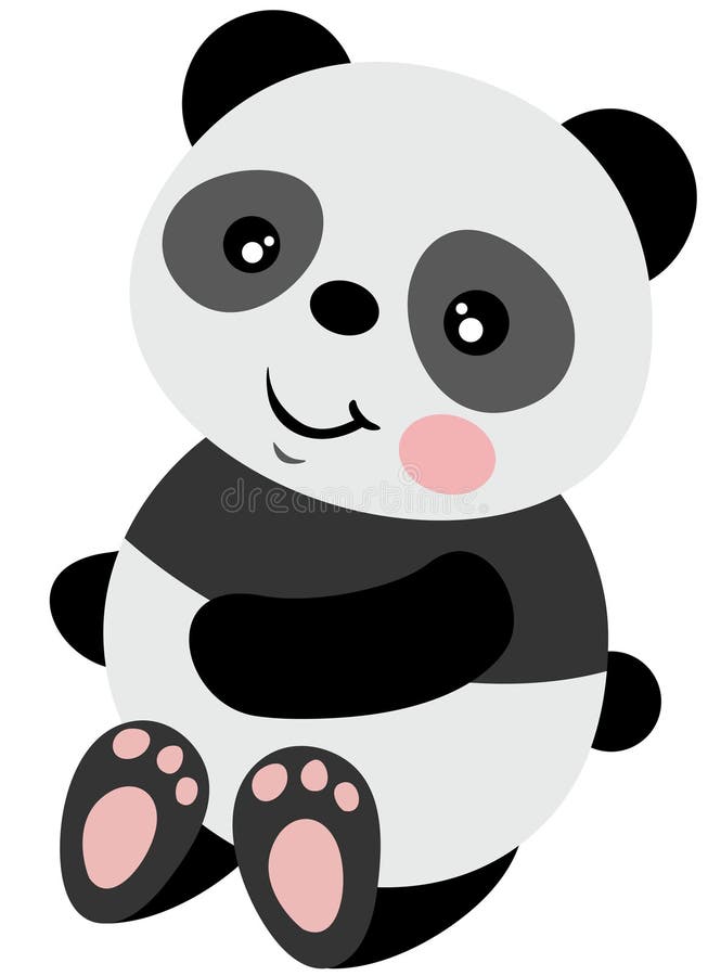 Cute Panda Sitting Isolated on White Stock Vector - Illustration of ...