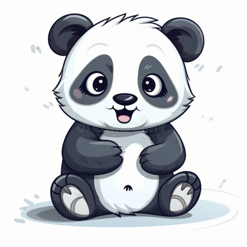 Cute Panda Sitting on a White Background. Vector Cartoon Illustration ...