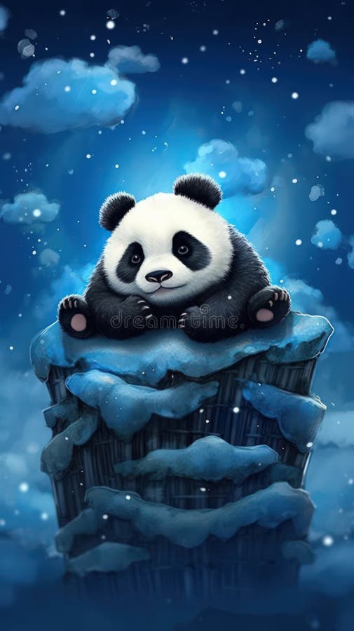 Cute Panda Sleeping on a Cloud in the Night Sky AI Generated Stock ...