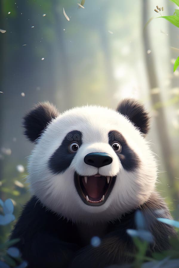 Cute Panda Smiling. Funny Animal Art Stock Illustration - Illustration ...