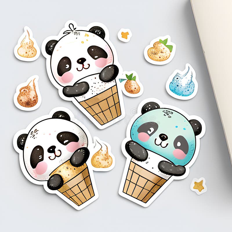 Stickers Set of Panda Slow Loris Alpaca Sloth Stock Vector ...