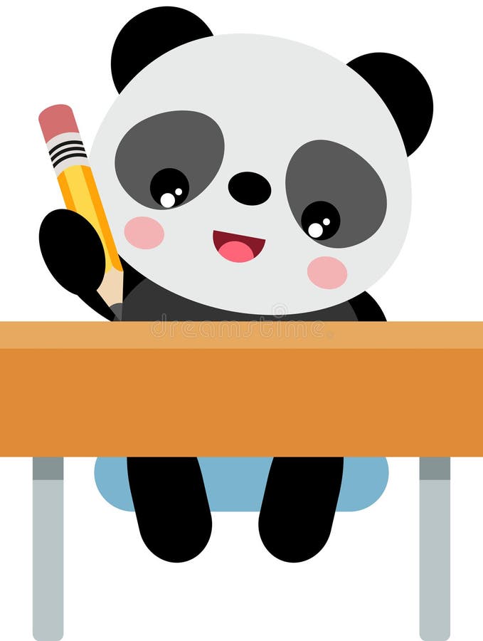 Cute Panda Studying in the Classroom Stock Vector - Illustration of ...