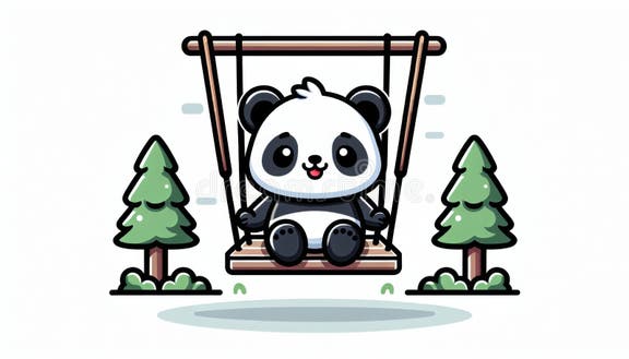 Cute Panda on a Swing in Pixel Art Stock Illustration - Illustration of ...