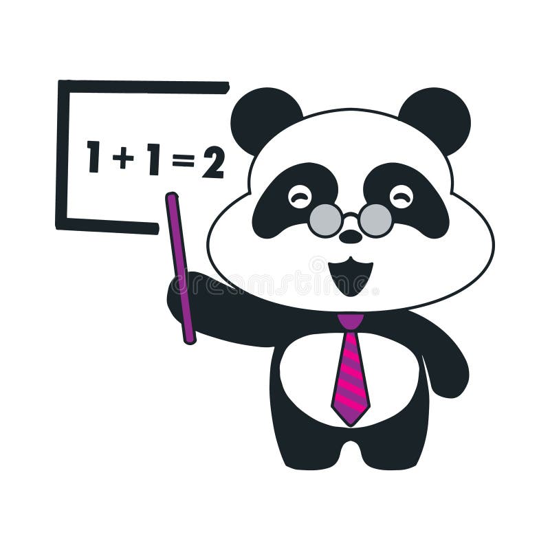 Cute Panda Teacher Cartoon Illustration Stock Vector - Illustration of ...