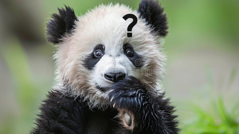 Cute Panda Thinking and Confused . Generative Ai Stock Illustration ...