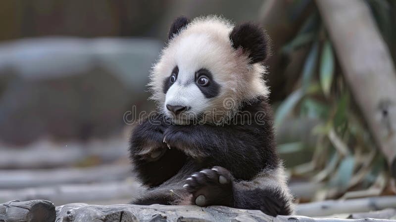 Cute Panda Thinking and Confused . Generative Ai Stock Illustration ...