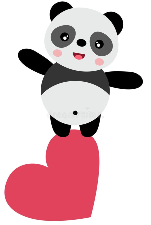 Cute Panda on Top of Heart.cdr Stock Vector - Illustration of ...