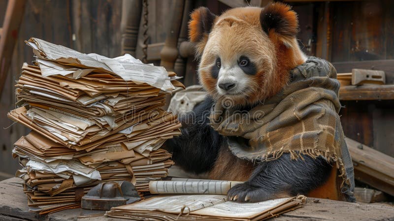 A Cute Panda Working on a Laptop Computer Stock Image - Image of modern ...