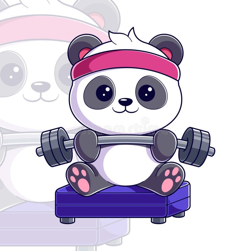 Cute Panda is Working Out Gym Stock Vector - Illustration of animal ...