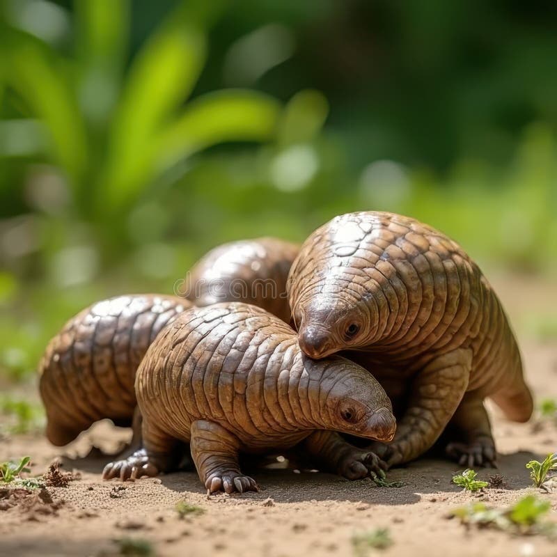 Cute Pangolin Family in a Playful Rolling Session Stock Photo - Image ...