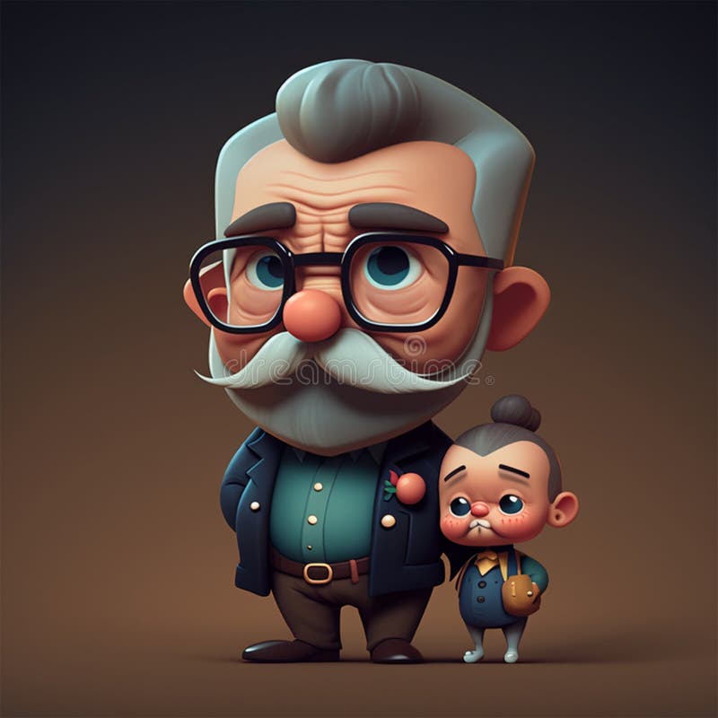 Cute Papa Cartoon Character Stock Photo - Image of jeans, background ...