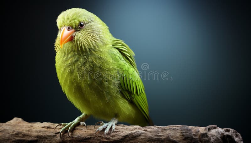 Cute Parakeet Perching on Branch, Feathers Vibrant and Colorful ...