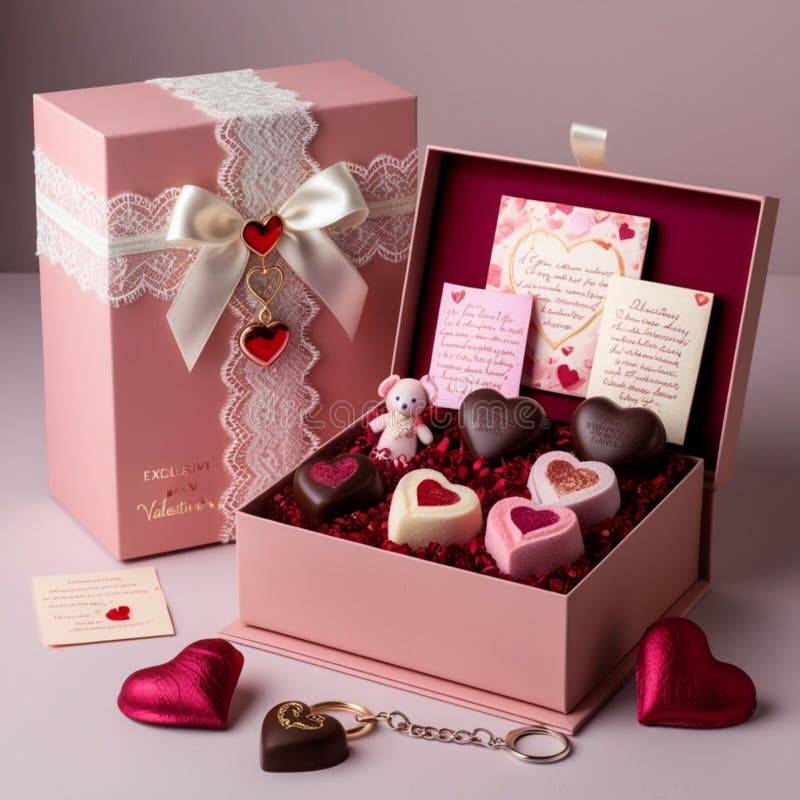 A Cute Parcel with Gifts for Valentine Day Stock Image - Image of cute ...