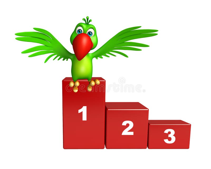 Cute Parrot Cartoon Character with Level Stock Illustration ...