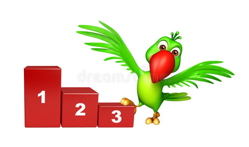 Cute Parrot Cartoon Character with Level Stock Illustration ...