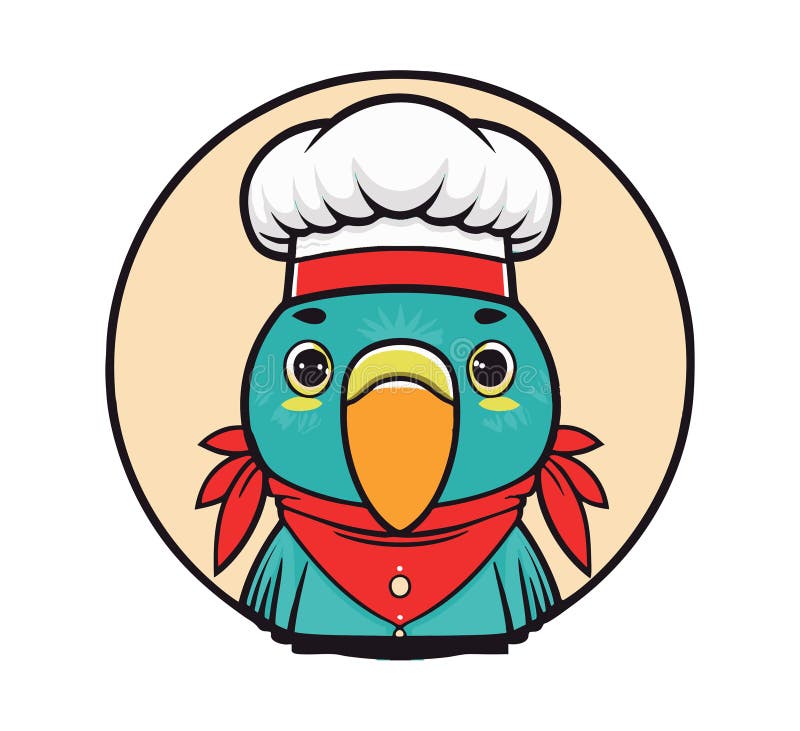 Cute Parrot in a Chef Costume Stock Vector - Illustration of funny ...