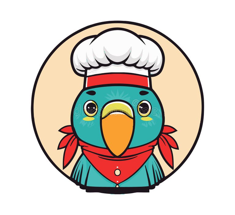 Cute Parrot in a Chef Costume Stock Vector - Illustration of funny ...