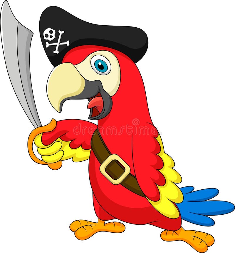 Cute parrot pirate cartoon stock vector. Illustration of blade - 31345056