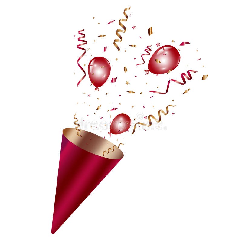 Cute Party Popper Confetti Illustration . Confetti Isolated, Explosion ...