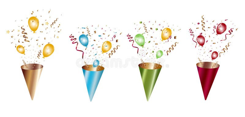 Cute Party Popper Confetti Set Illustration . Confetti Isolated ...