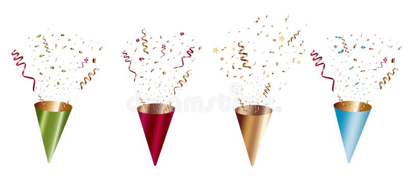 Cute Party Popper Confetti Set Illustration . Confetti Isolated ...