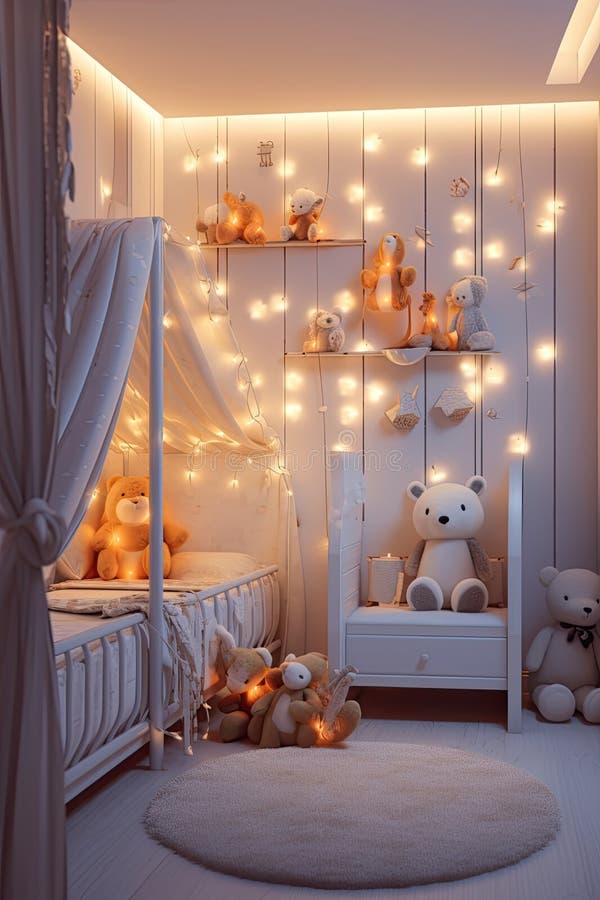 Cute Pastel Baby Room with Crib, AI Generated Stock Photo - Image of ...