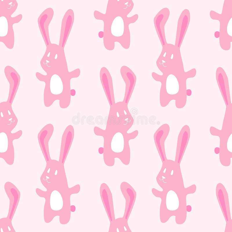 Cute Pastel Cartoon Bunny Rabit Animal Seamless Pattern Stock Vector ...
