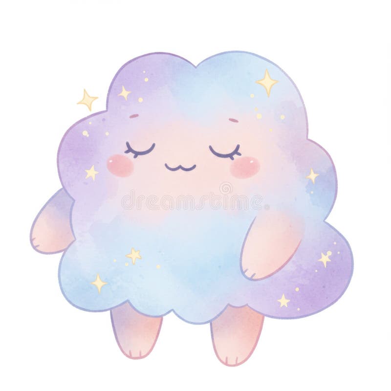 Cute Pastel Cloud Character Illustration Stock Illustration ...