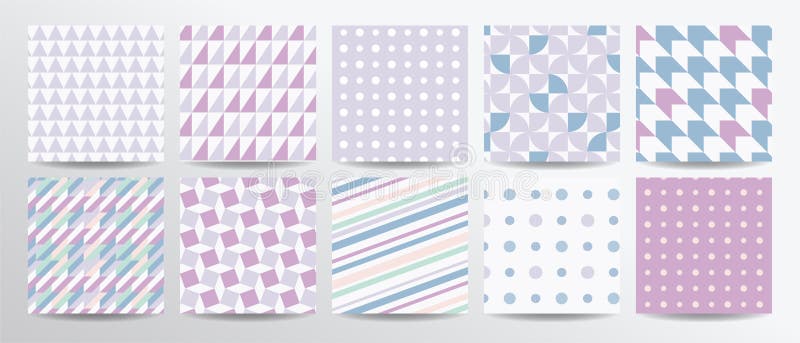 Cute Pastel Color Geometric Seamless Vector Patterns Stock Vector ...