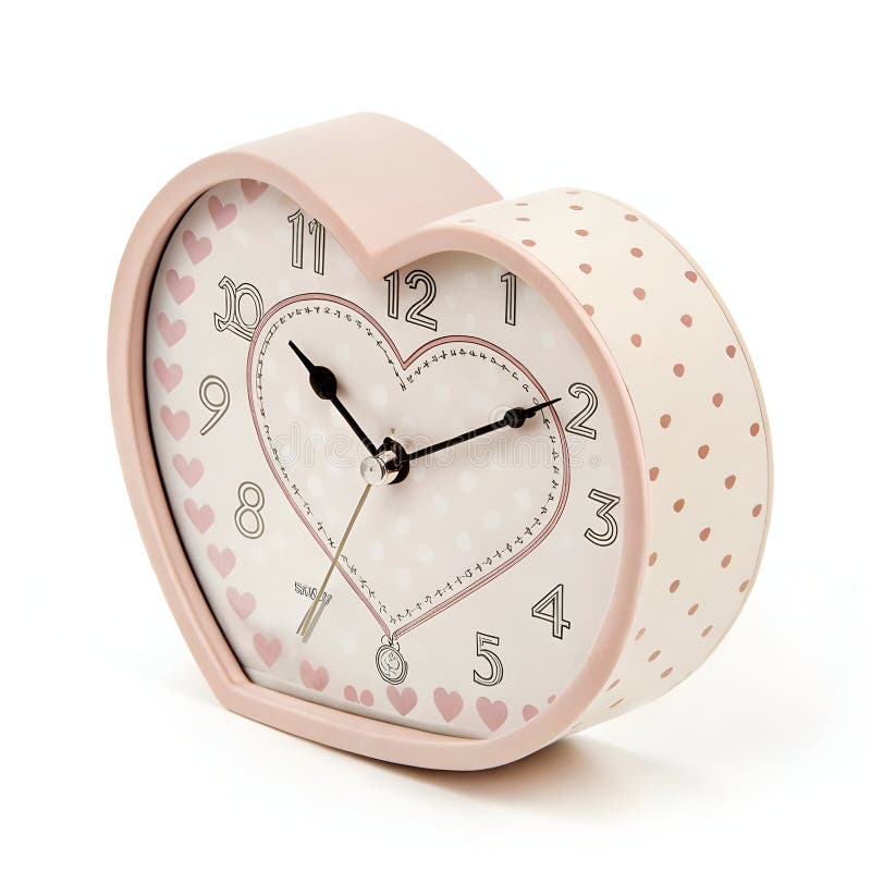 Cute Pastel Heart Clock stock illustration. Illustration of decorative ...